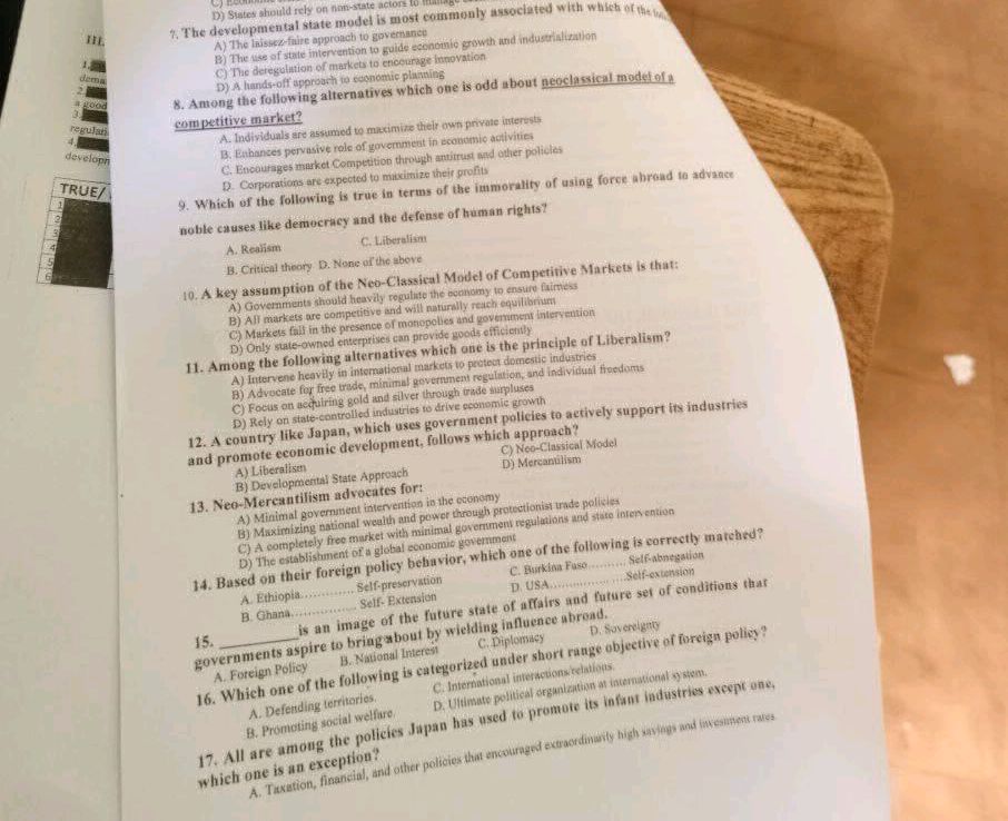 7. The developmental state model is most | StudyX