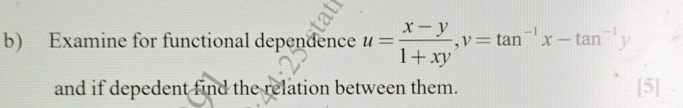 b) Examine for functional dependence $u = | StudyX