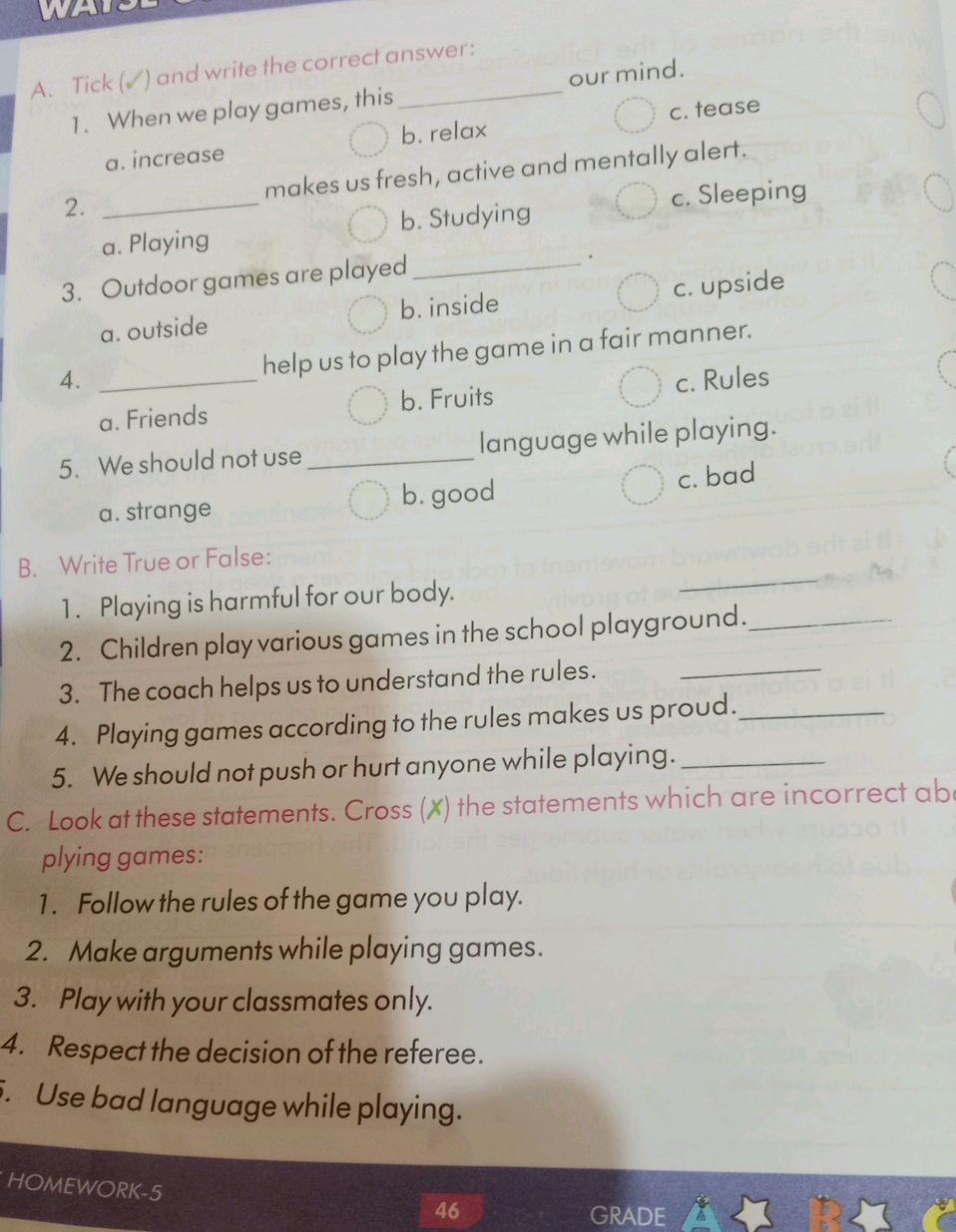 A. Tick ( ) and write the correct answer: | StudyX