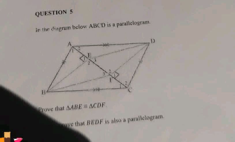 QUESTION 5 In the diagram below ABCD is a | StudyX