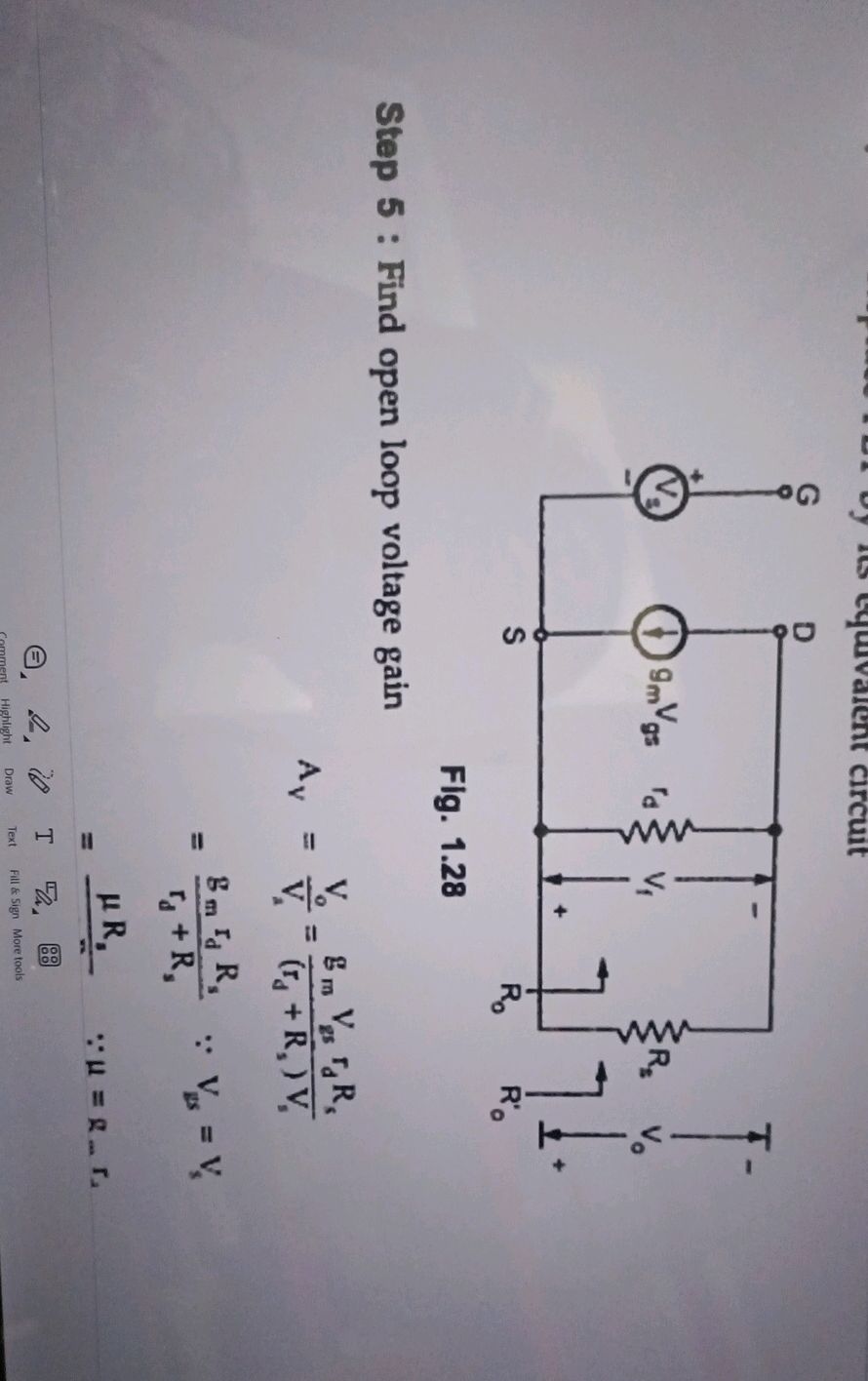 Step 5: Find open loop voltage gain $A_v = | StudyX