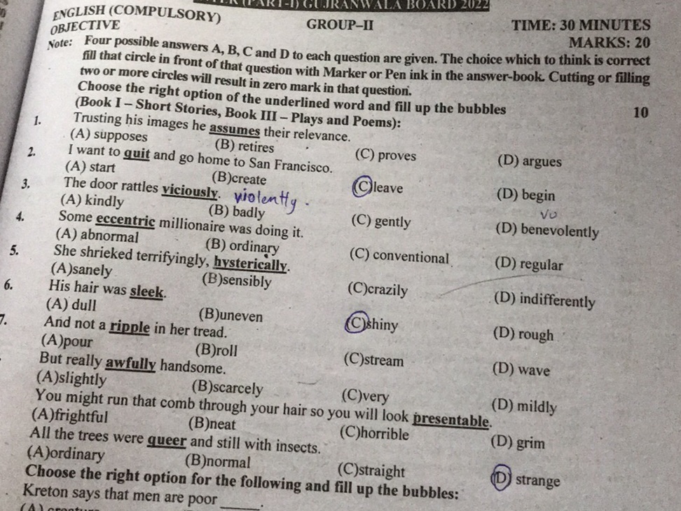 Choose the right option of the underlined | StudyX
