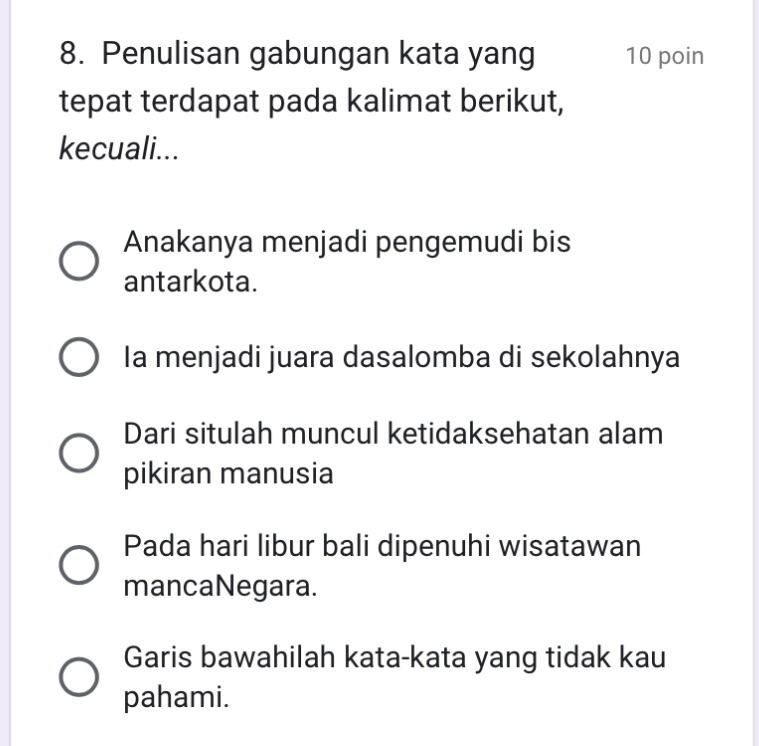 8. Penulisan gabungan kata yang tepat | StudyX