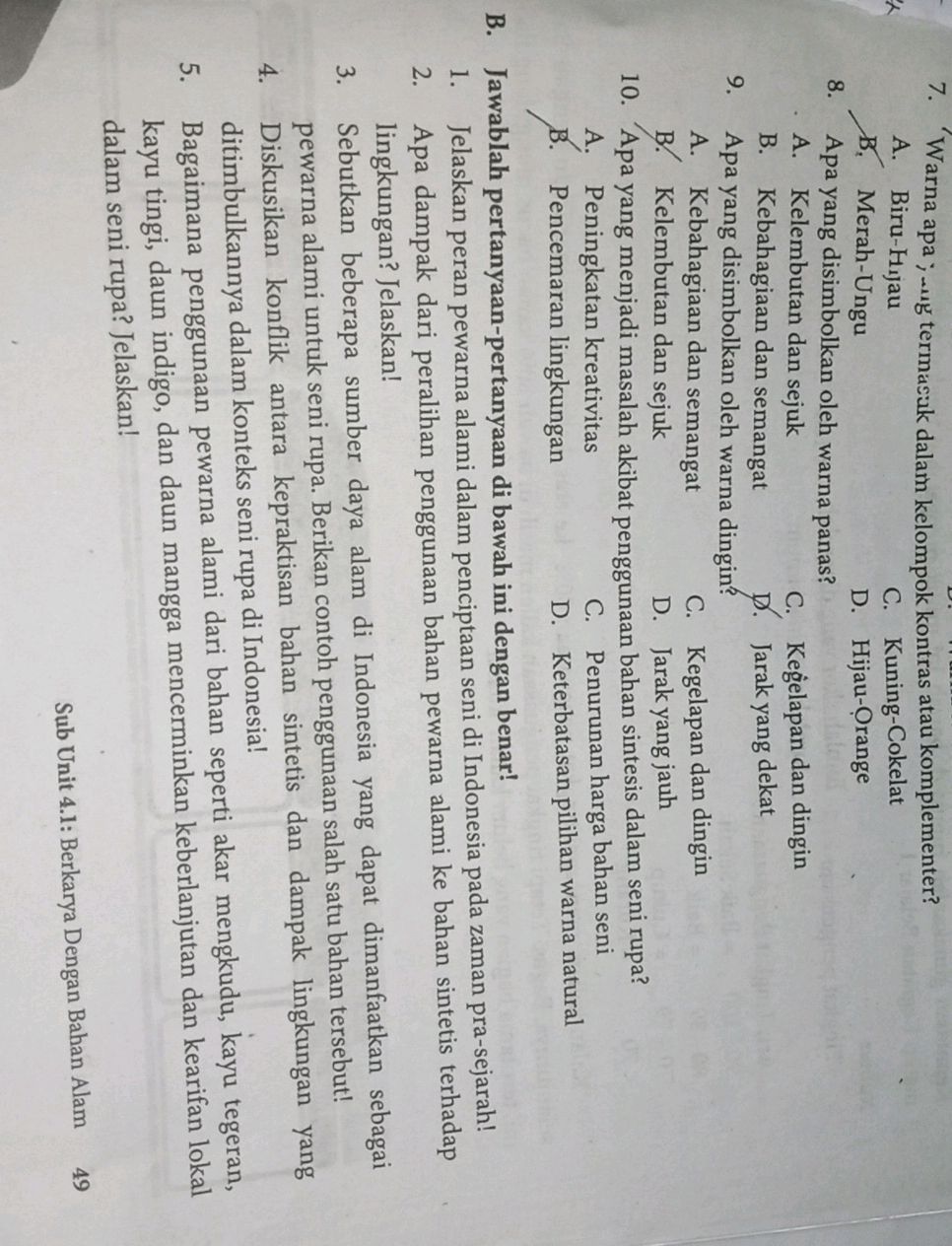 7. Warna apa yang termasuk dalam kelompok | StudyX