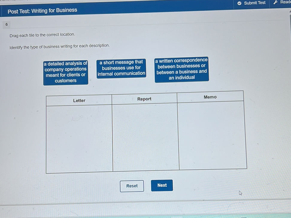 Drag each tile to the correct location. | StudyX