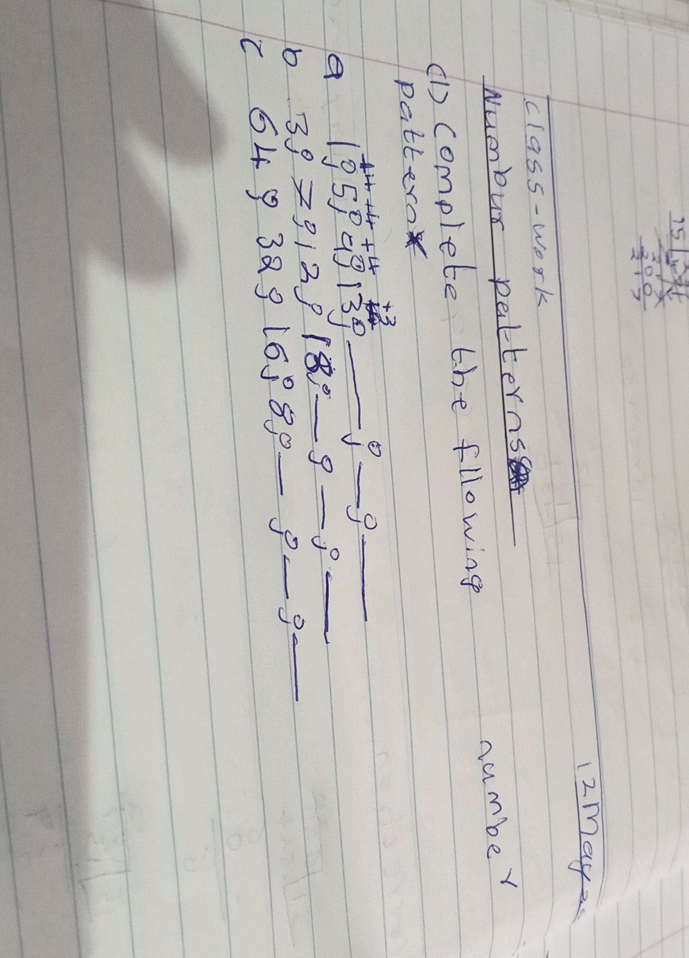 (1) Complete the following pattern: a. 19 5 | StudyX