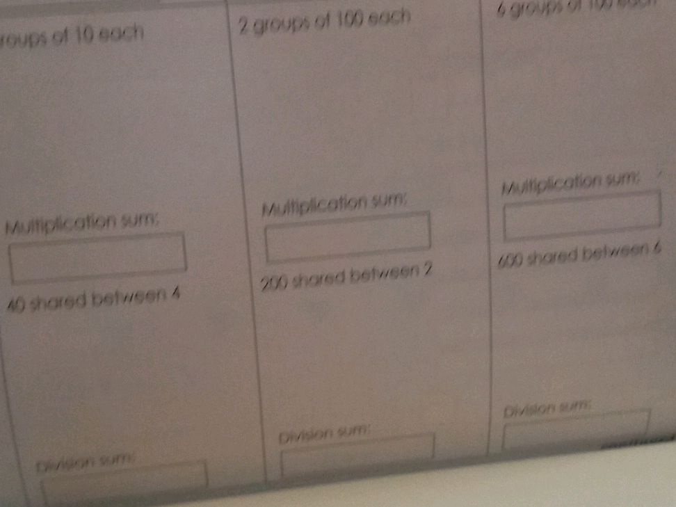 Multiplication sum: 40 shared between 4 | StudyX