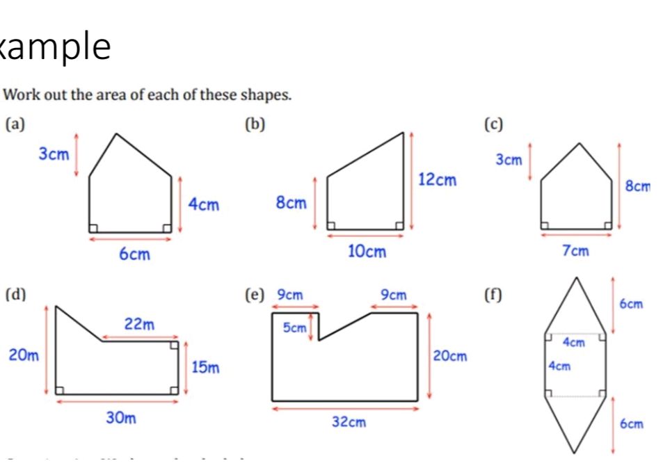 Work out the area of each of these shapes. | StudyX