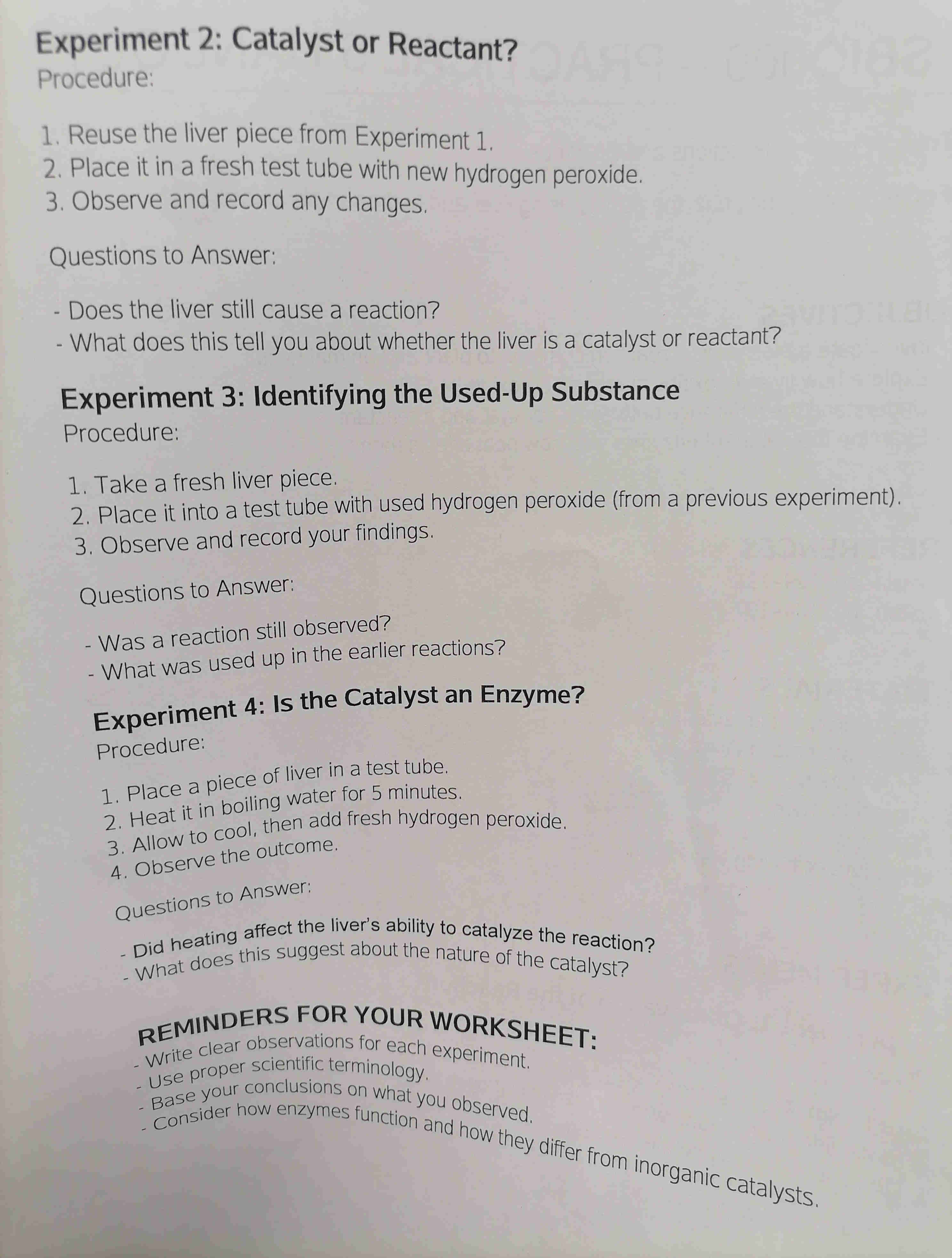 Experiment 2: Catalyst or Reactant? | StudyX