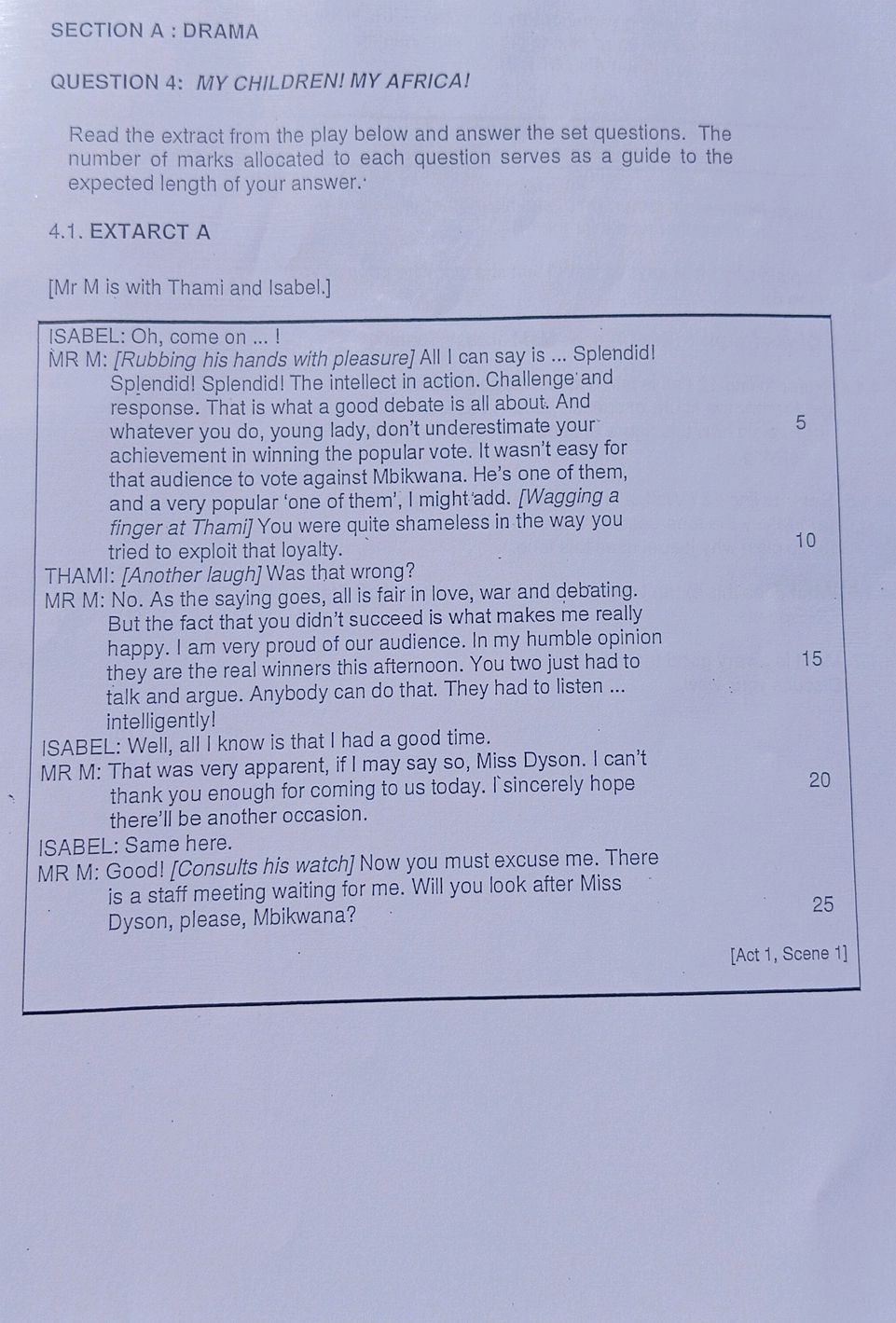 Read the extract from the play below and | StudyX