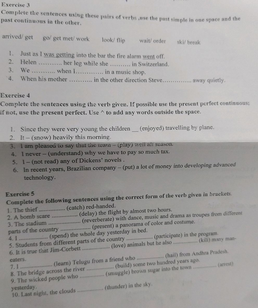 Exercise 3 Complete the sentences using | StudyX