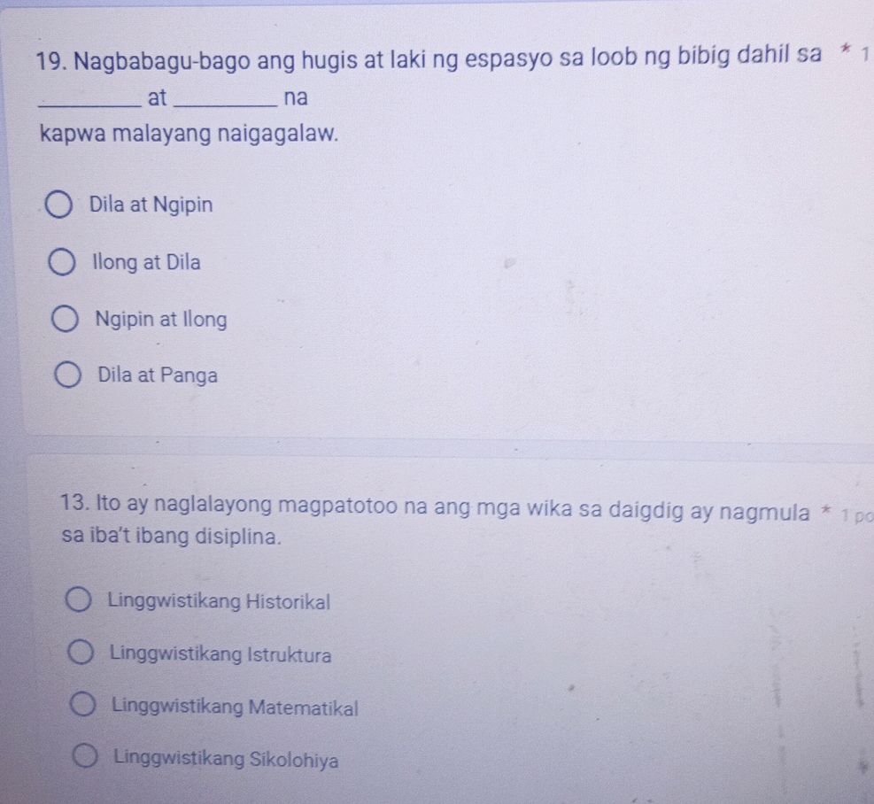 19. Nagbabagu-bago ang hugis at laki ng | StudyX