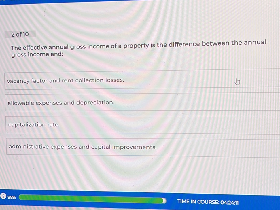 The effective annual gross income of a | StudyX
