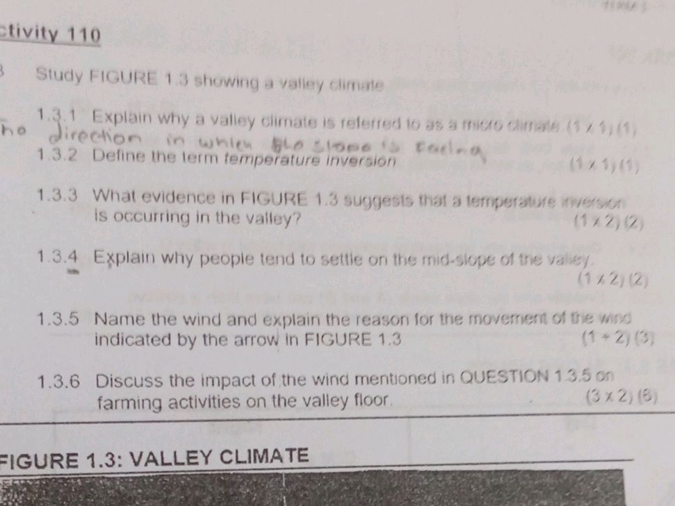 1.3.1 Explain why a valley climate is | StudyX