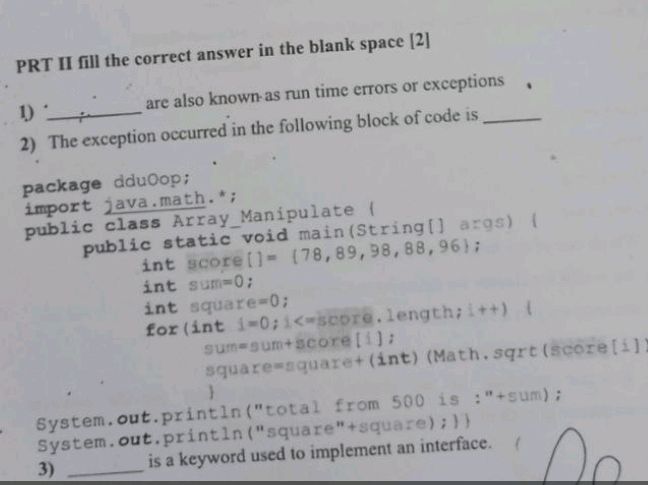 1) ______ are also known as run time errors | StudyX