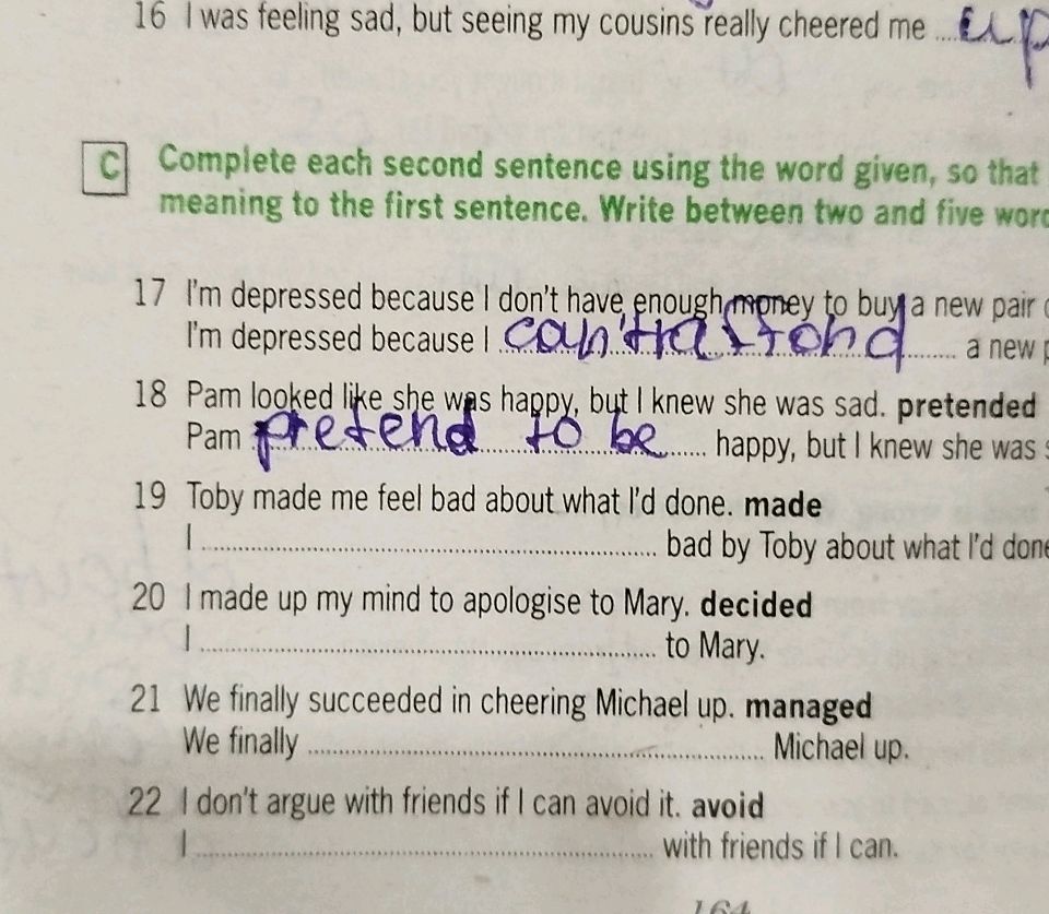 Complete each second sentence using the word | StudyX