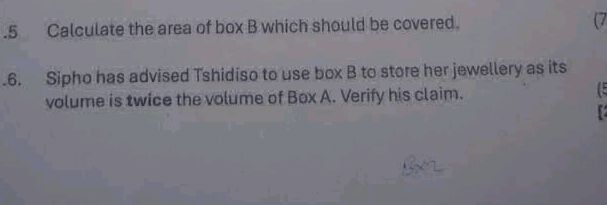 5. Calculate the area of box B which should | StudyX