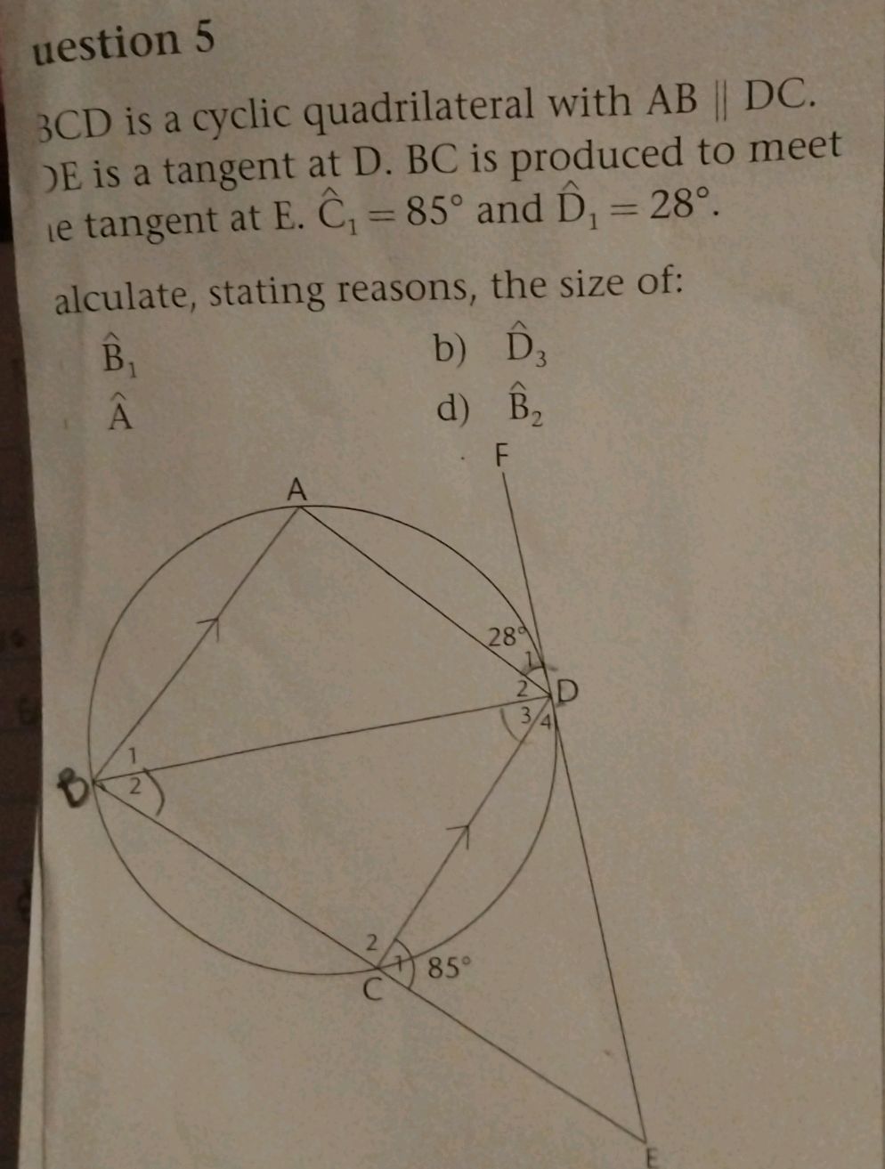 3CD is a cyclic quadrilateral with AB || DC. | StudyX