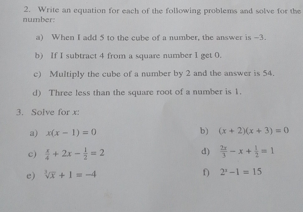 2. Write an equation for each of the | StudyX