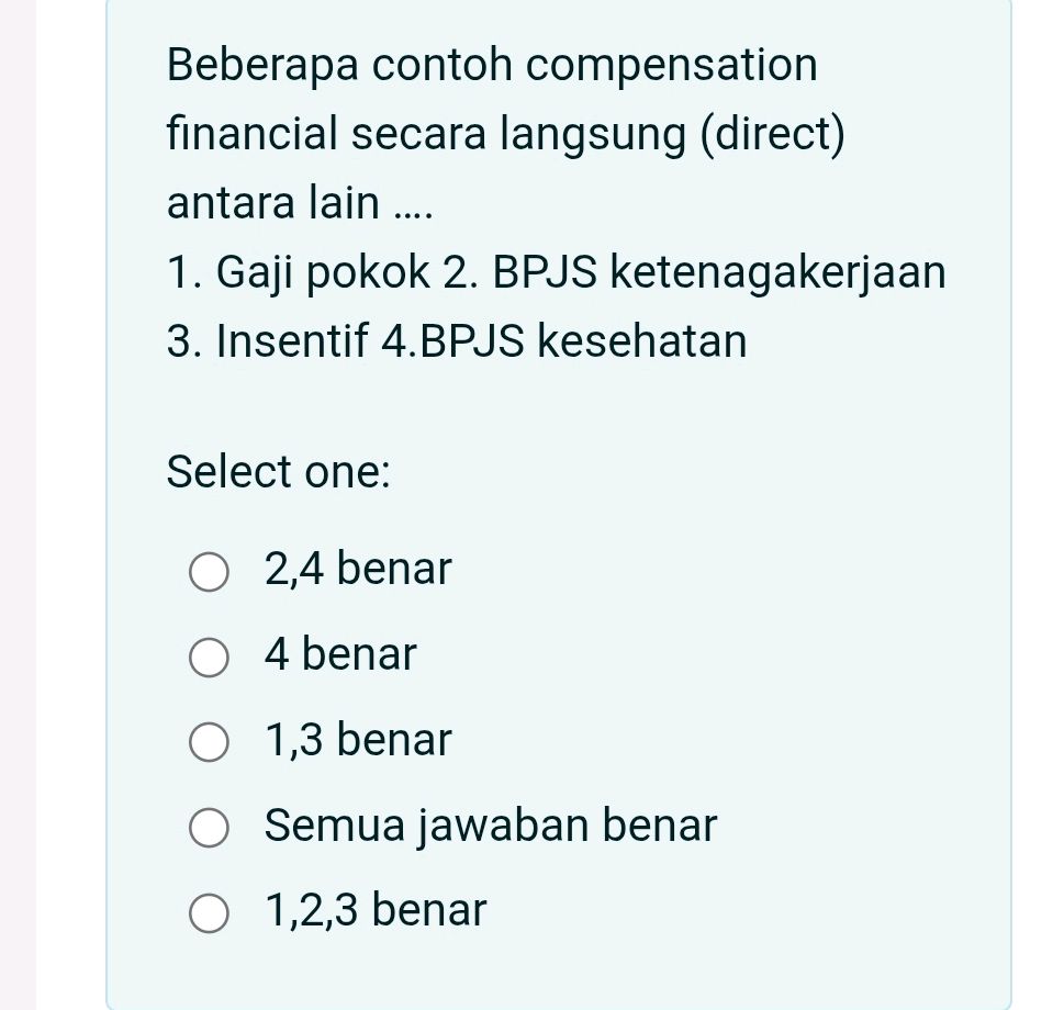 Beberapa contoh compensation financial | StudyX