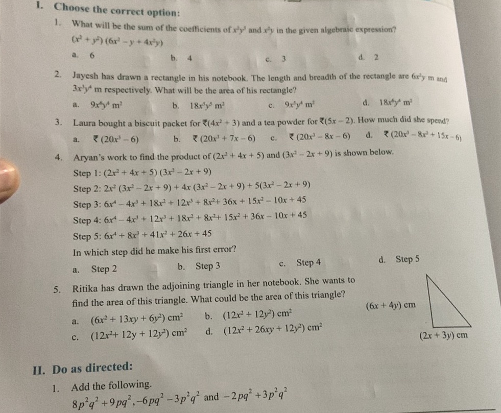 1. Choose the correct option: 1. What will | StudyX