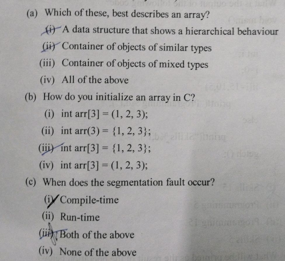 (a) Which of these, best describes an array? | StudyX