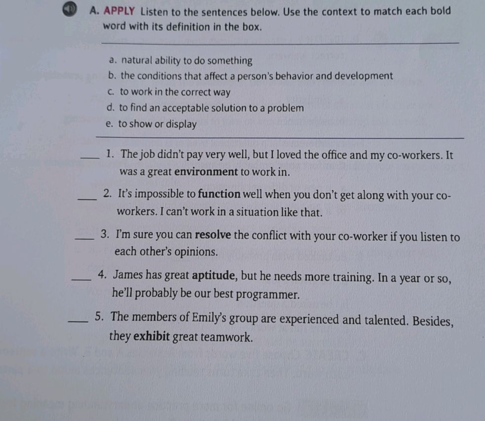 A. APPLY Listen to the sentences below. Use | StudyX
