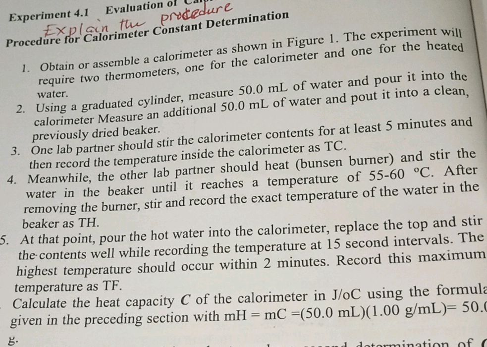 1. Obtain or assemble a calorimeter as shown | StudyX