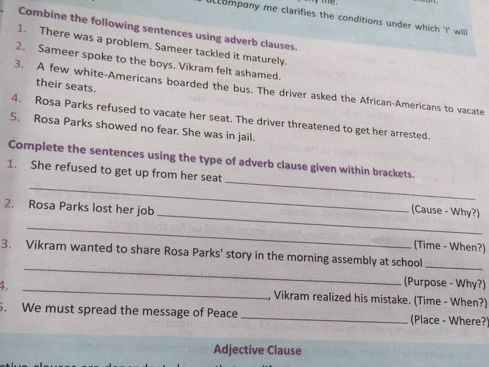 Combine the following sentences using adverb | StudyX