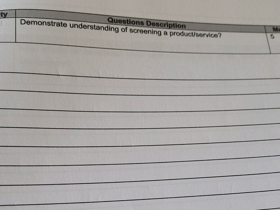 Demonstrate understanding of screening a | StudyX