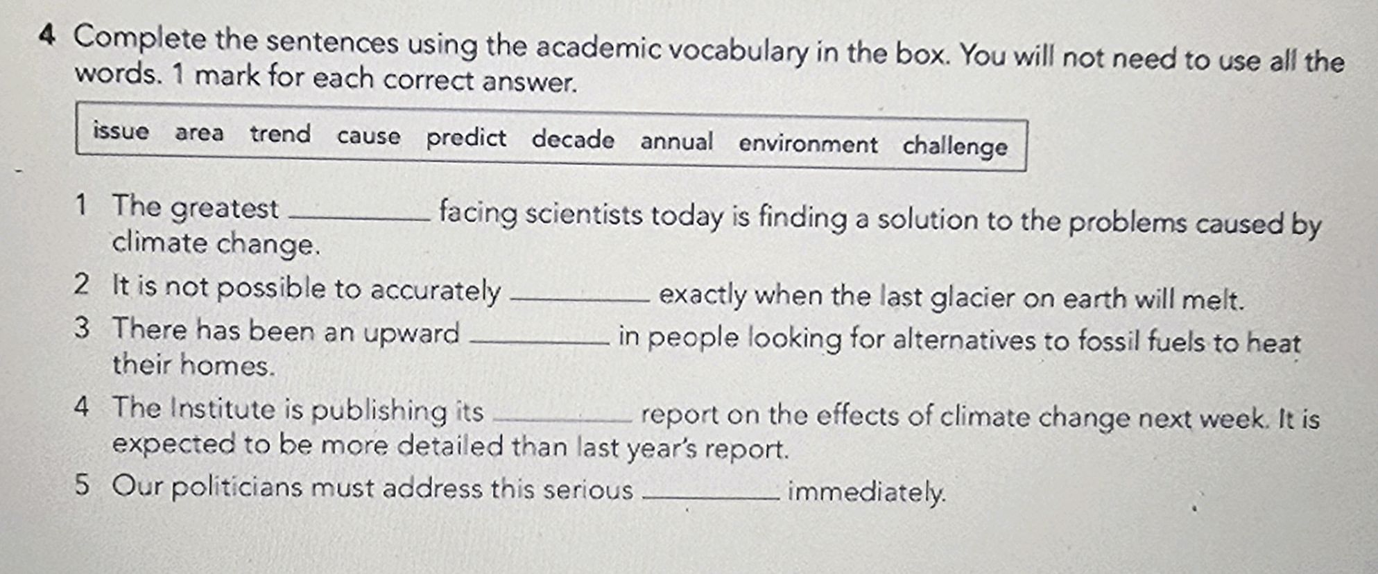 4 Complete the sentences using the academic | StudyX