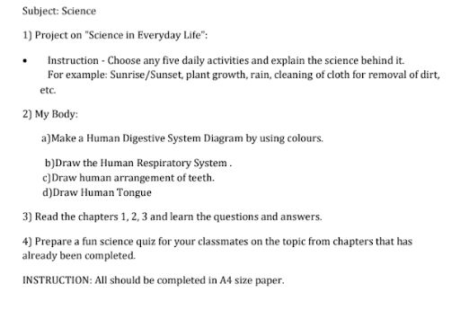 1) Project on "Science in Everyday Life": | StudyX