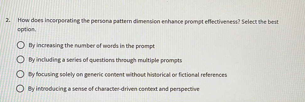 2. How does incorporating the persona | StudyX