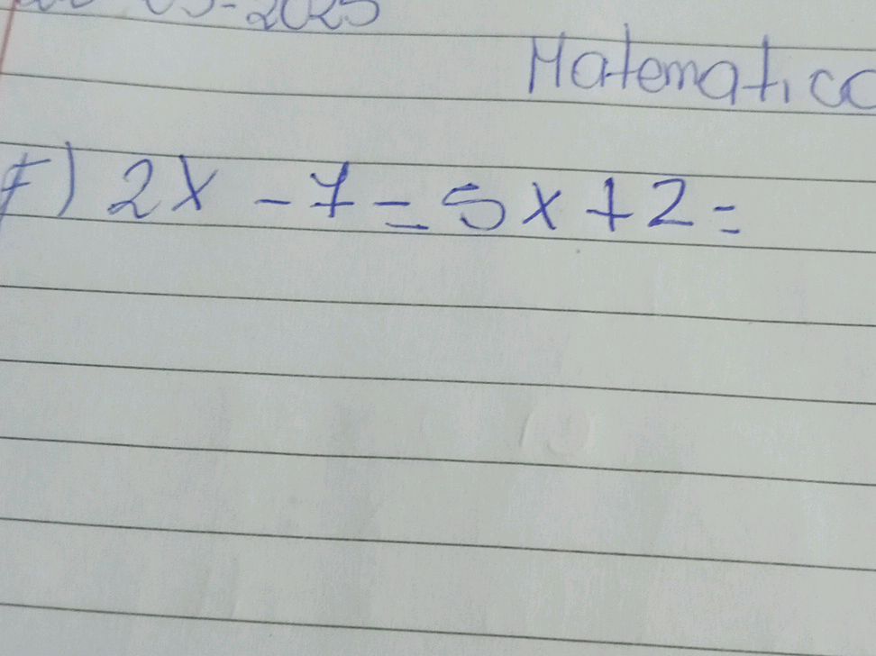 Solving Linear Equations: 2x - 7 = 5x + 2 | StudyX