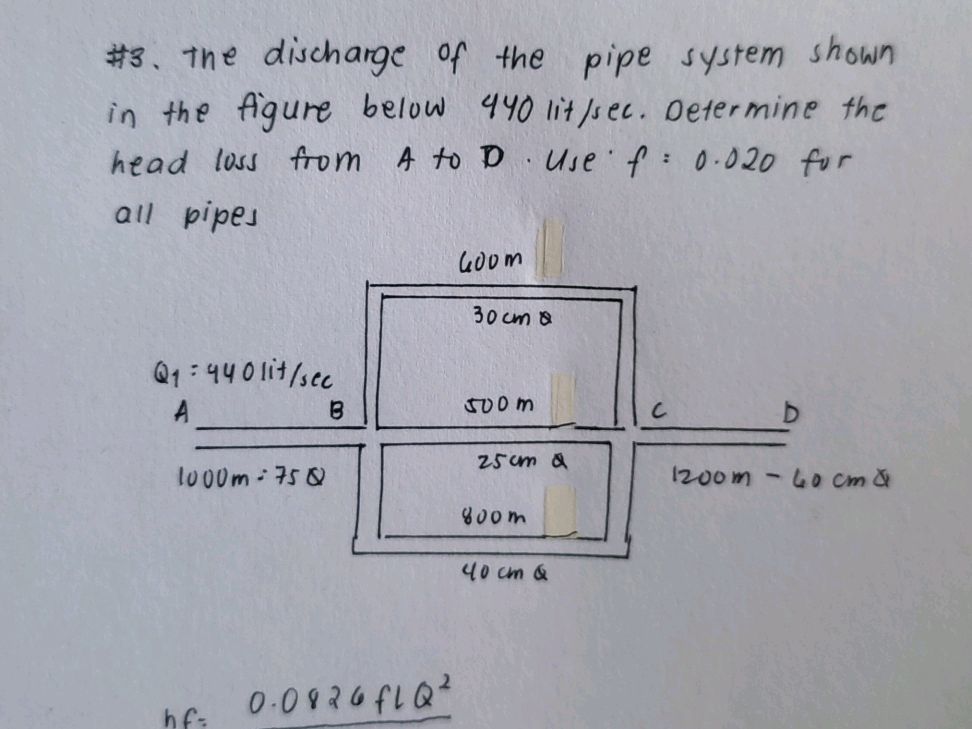 #3. The discharge of the pipe system shown | StudyX