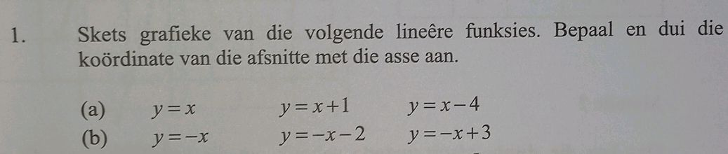 1. Skets grafieke van die volgende lineêre | StudyX