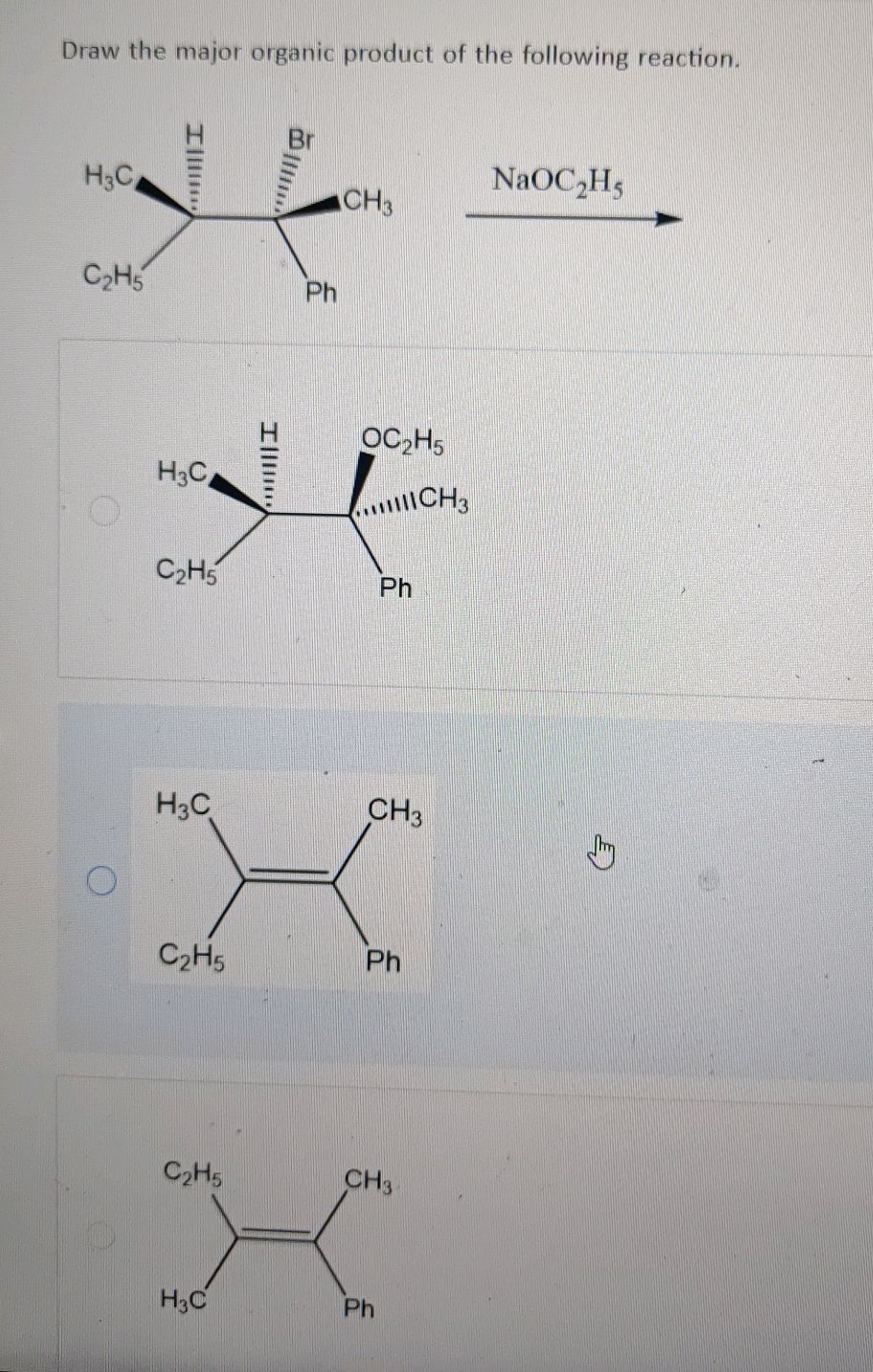 Draw the major organic product of the | StudyX