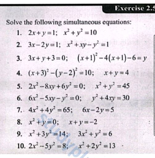 Solve the following simultaneous equations: | StudyX