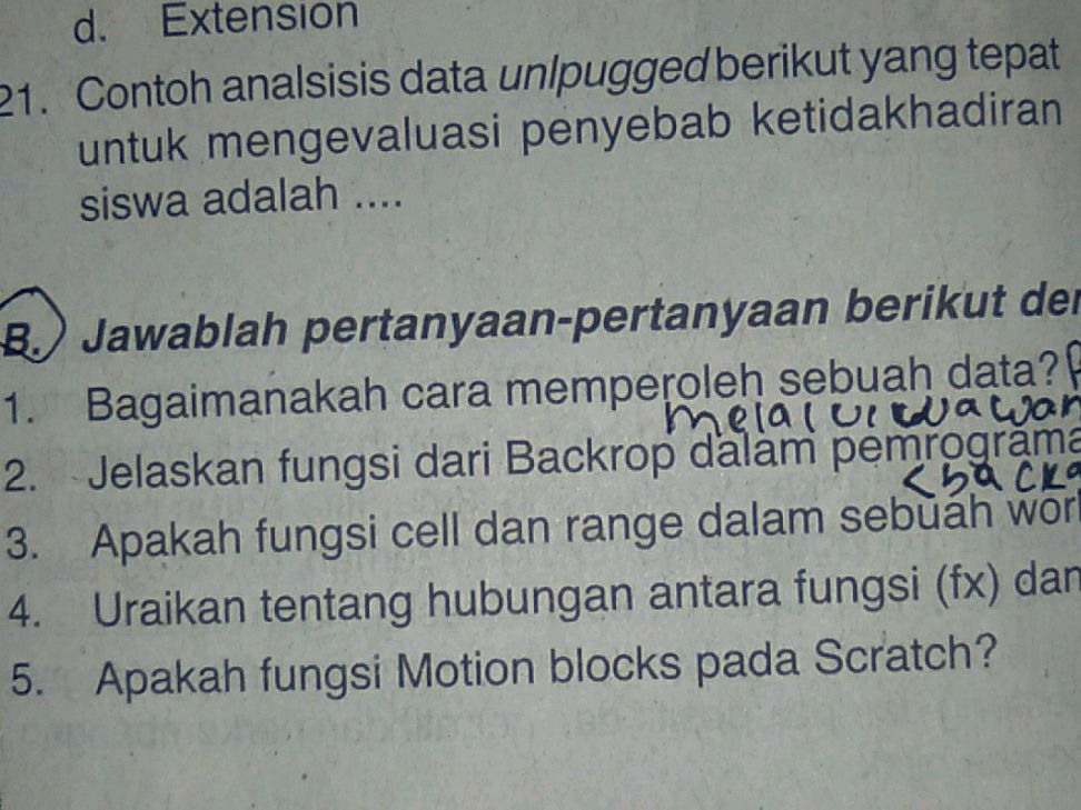 21. Contoh analsisis data unlpugged berikut | StudyX