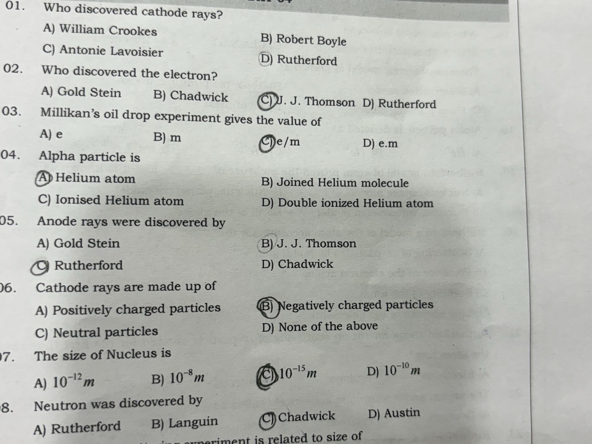 01. Who discovered cathode rays? A) William | StudyX