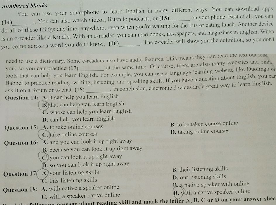 Question 14: A. it can help you learn | StudyX