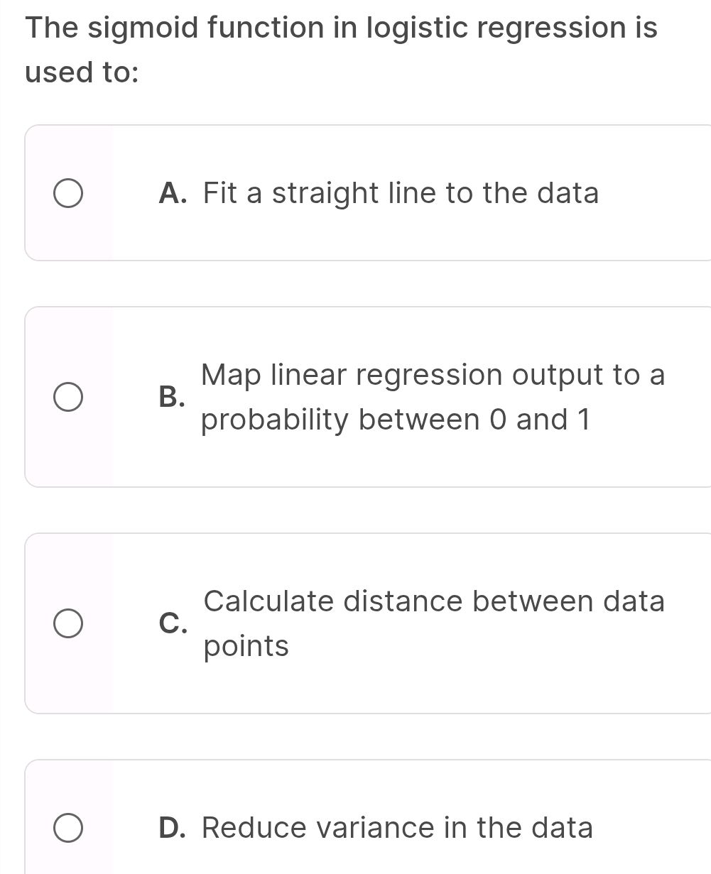 The sigmoid function in logistic regression | StudyX