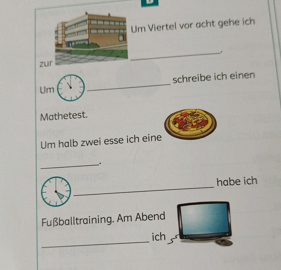 Um Viertel vor acht gehe ich schreibe ich | StudyX