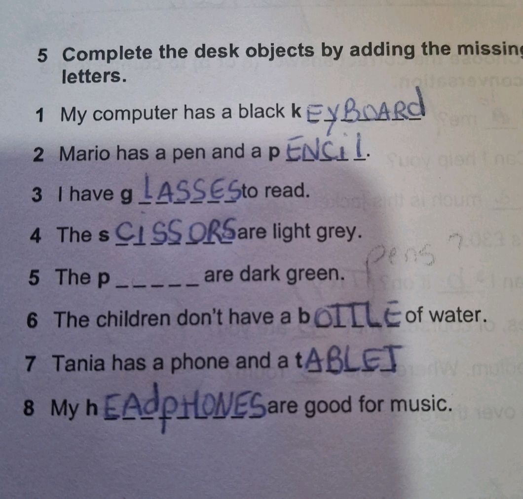 5 Complete the desk objects by adding the | StudyX