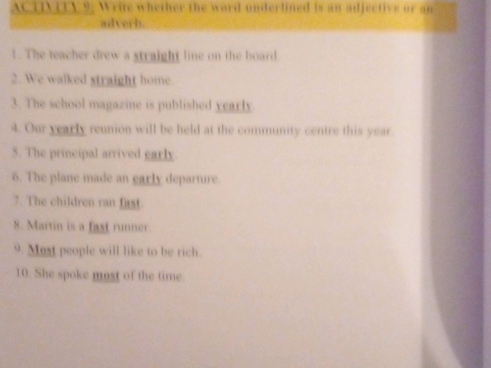 ACTIVITY 9. Write whether the word | StudyX