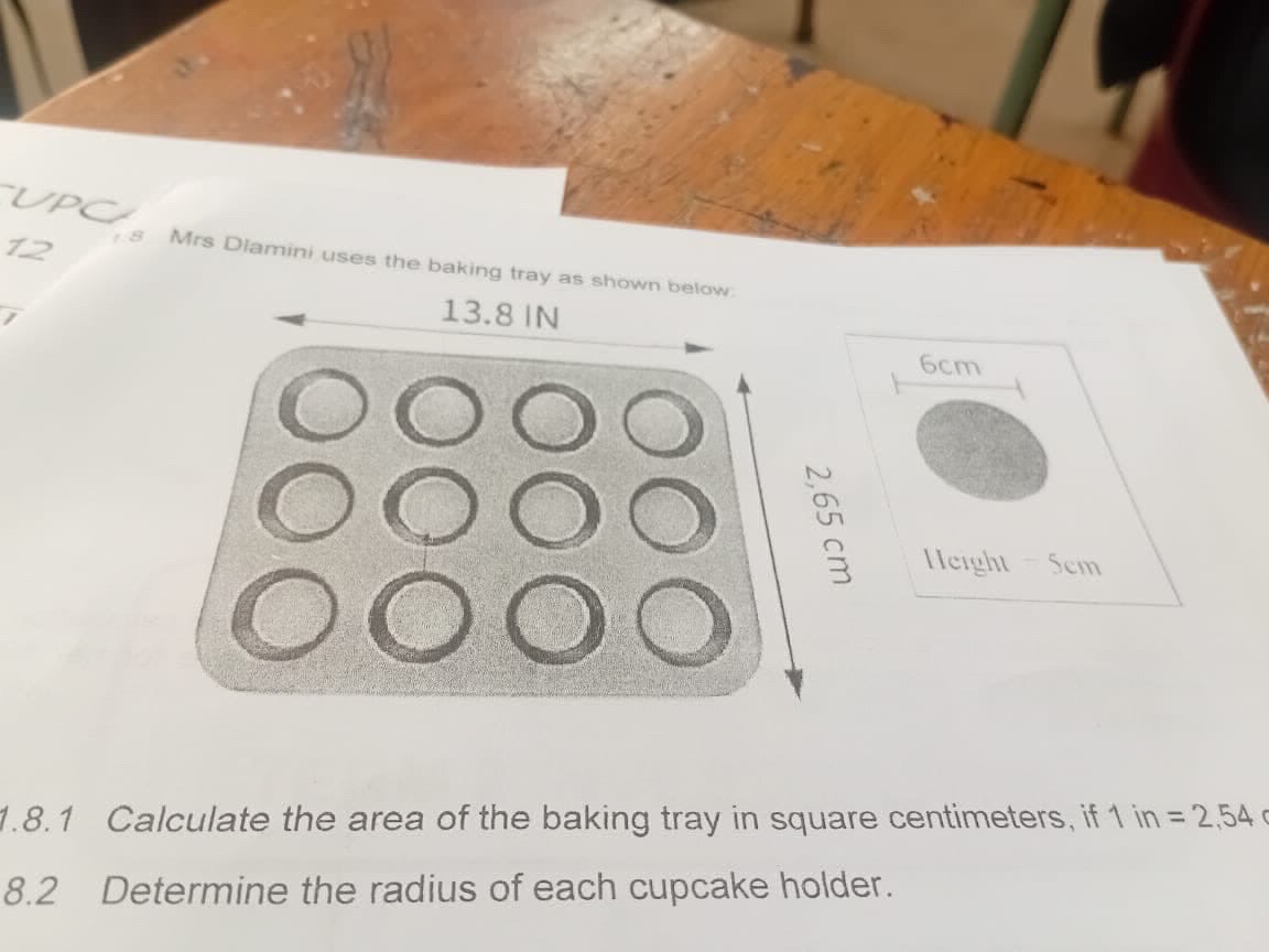 1.8 Mrs Dlamini uses the baking tray as | StudyX