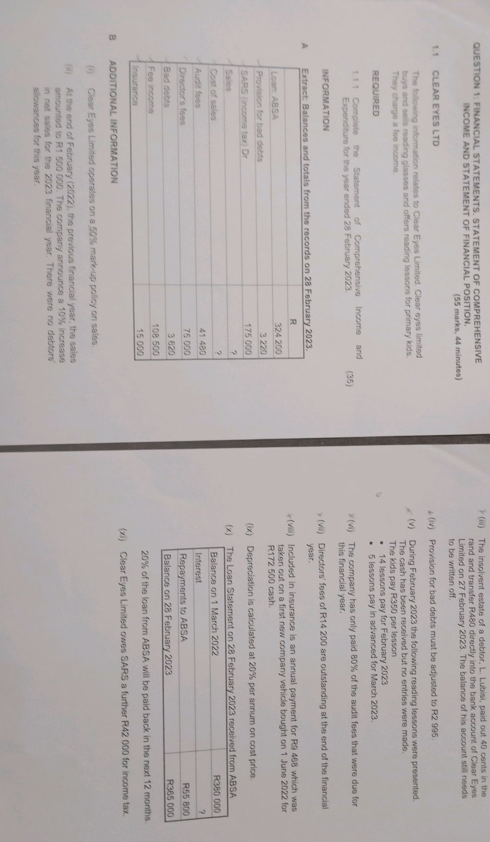 QUESTION 1: FINANCIAL STATEMENTS. STATEMENT | StudyX