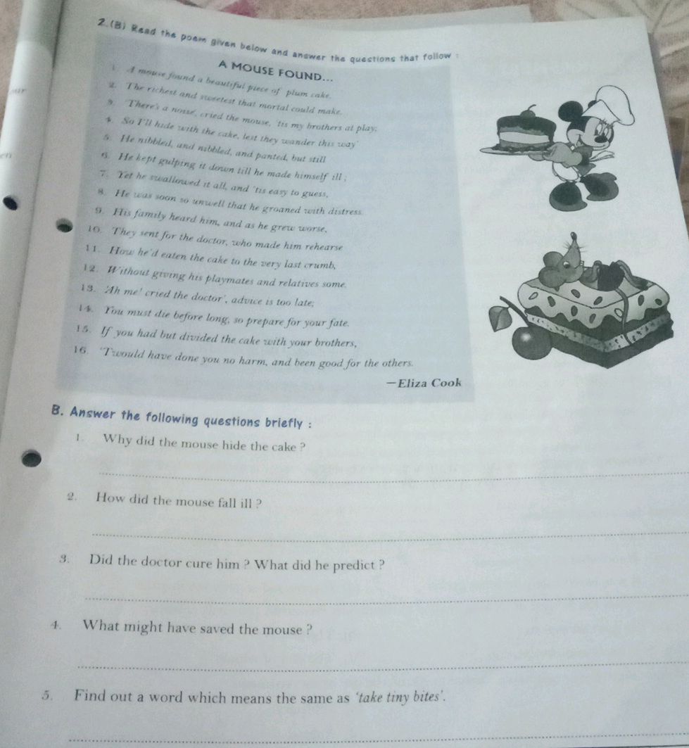 2. (B) Read the poem given below and answer | StudyX