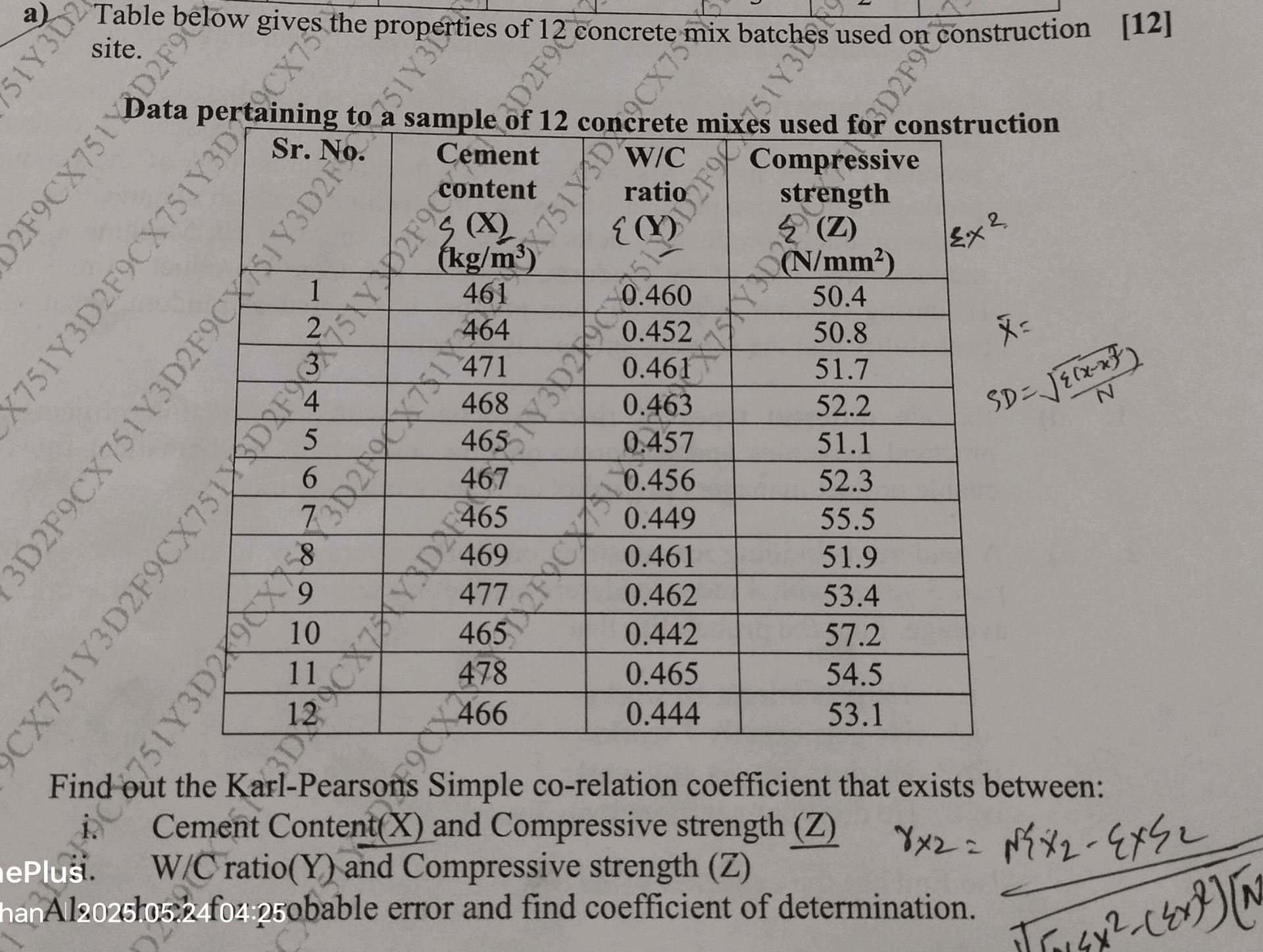 Table below gives the properties of 12 | StudyX