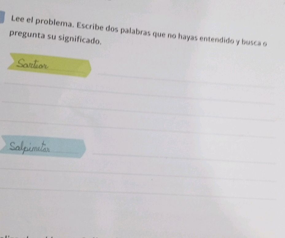 Lee el problema. Escribe dos palabras que no | StudyX